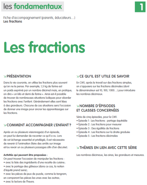 4) Les fractions sur la droite graduée